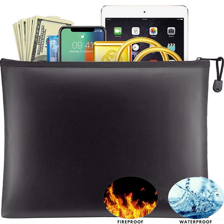Fireproof Document Bag Waterproof Money Bag Fire Safe Cash Pouch ...