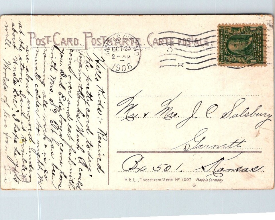 Theochrom Serie No. 1097 Office Romance Boss Secretary postcard 1908 PM ...