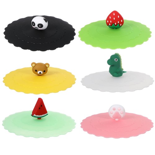 OUNONA 6PCS Flower Pattern Cup Lids Silicone Mug Cover Bright Color ...