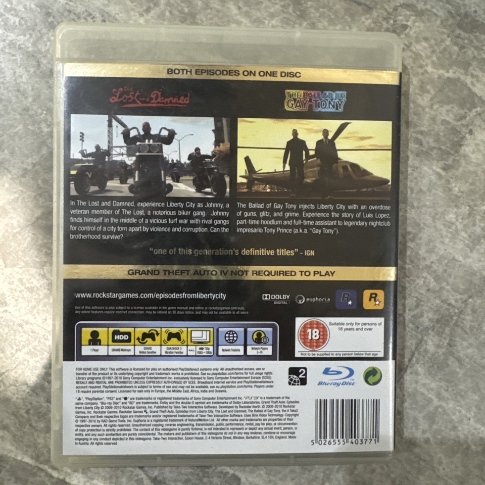 Grand Theft Auto: Episodes From Liberty City PlayStation 3 PS3 BOX ...