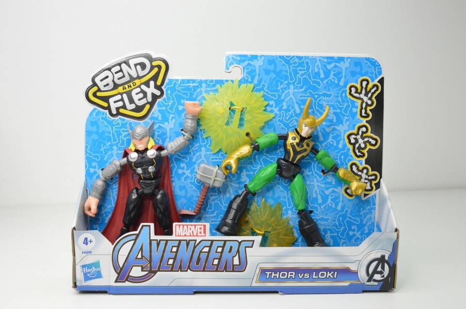 Avengers Marvel Bend and Flex Thor Vs. Loki Action Figure Toys, 6-Inch ...