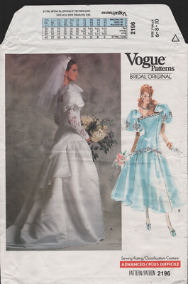 Vogue Sewing Patterns For Plus Size Wedding Gown Uncut Vogue Bridal