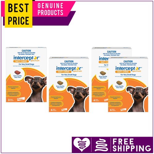 Interceptor Spectrum Heartworm Worm Control 3,6,12 Doses for Dog Upto 4 ...
