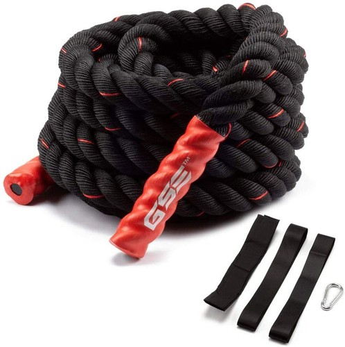 30'ft Exercise Training Battle Ropes w/Anchor Kit (1.5" Diameter)(RED ...