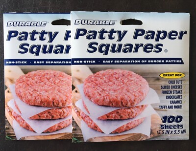 2 Packs Durable Hamburger Patty Paper WAX Squares Non Stick Candy Deli ...