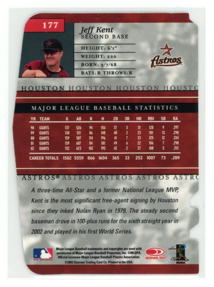 JEFF KENT 2003 Donruss Elite Aspirations #177 16/88 | eBay UK