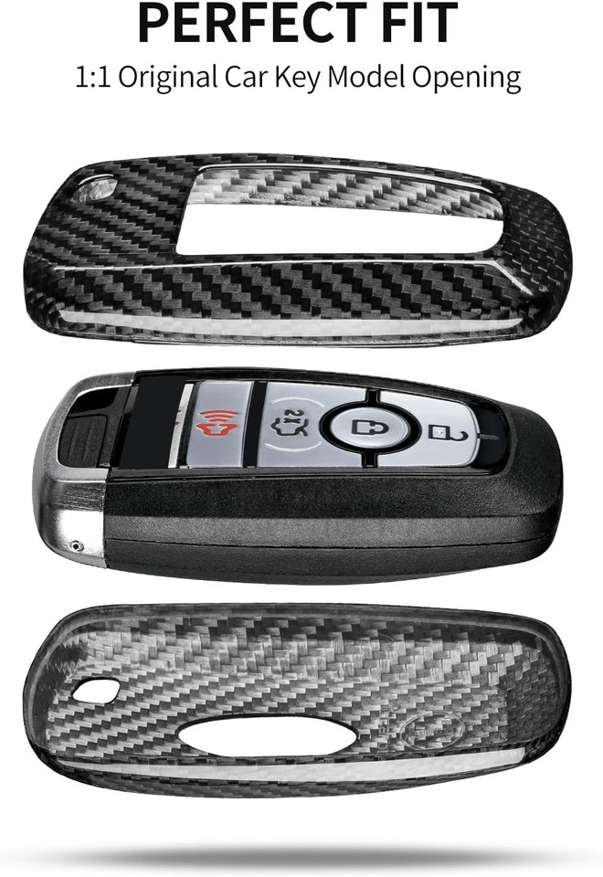 T-carbon Key Fob Cover with Keychain Fits Ford F150 F250 Fusion Silver ...