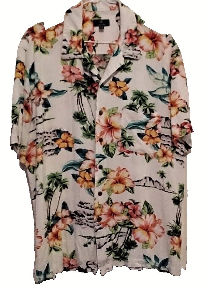 George Tropical Shirt Size Large Vivid Multicolor Floral Collared ...