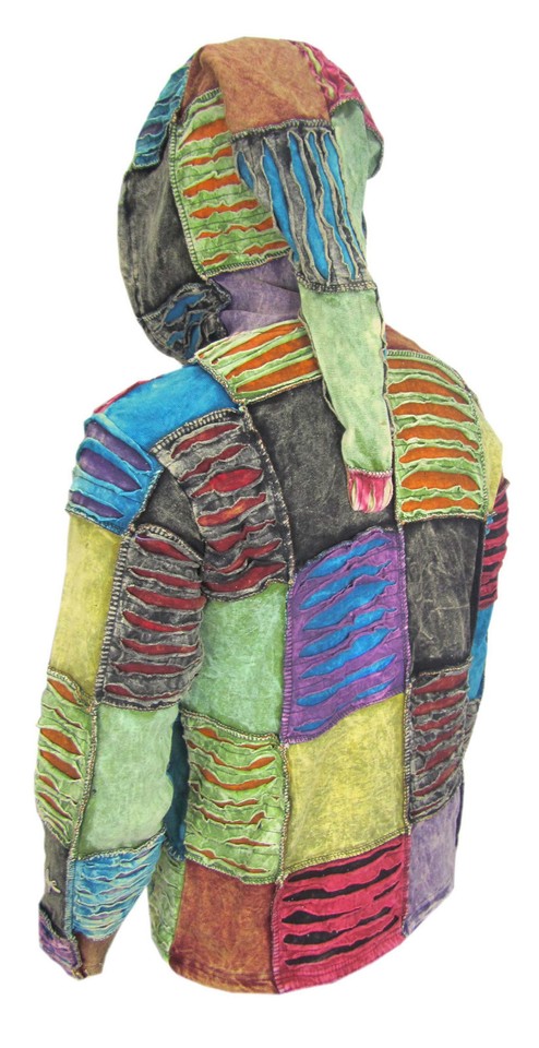 Hippie Men Ribs Patch Cotton Pixie Pointed Hood Slashed Razorcut Casual ...