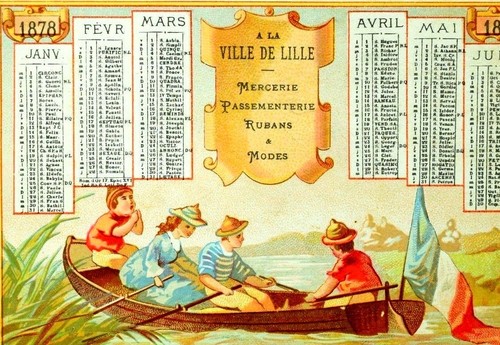 1878 lovely A La Ville De Lille Calendar Henri Pille Victorian Trade ...