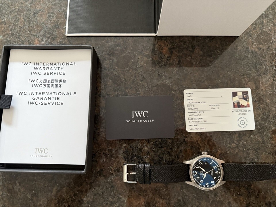 IWC Mark XVIII Watch: Black Dial Ref. IW327009 (Box and Paper,Band Not ...