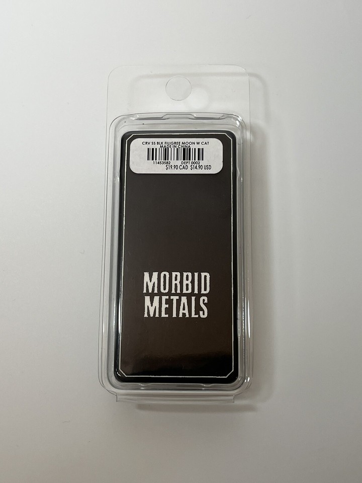 Morbid Metals Black Filigree Moon With Cat Gothic Navel Ring 14g | eBay