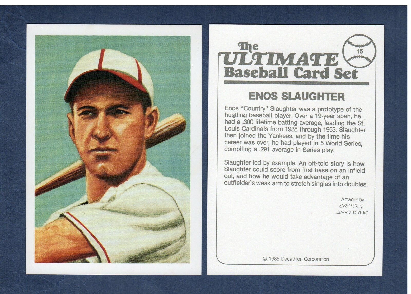 #15 ENOS SLAUGHTER, Cardinals~Decathlon Ultimate Baseball Card~1953 ...