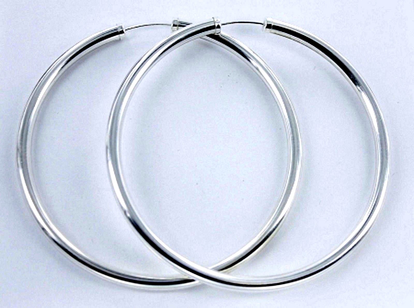 Continuous 4 mm Wire Sterling Silver Hoops - .925 Pure Silver- Most ...