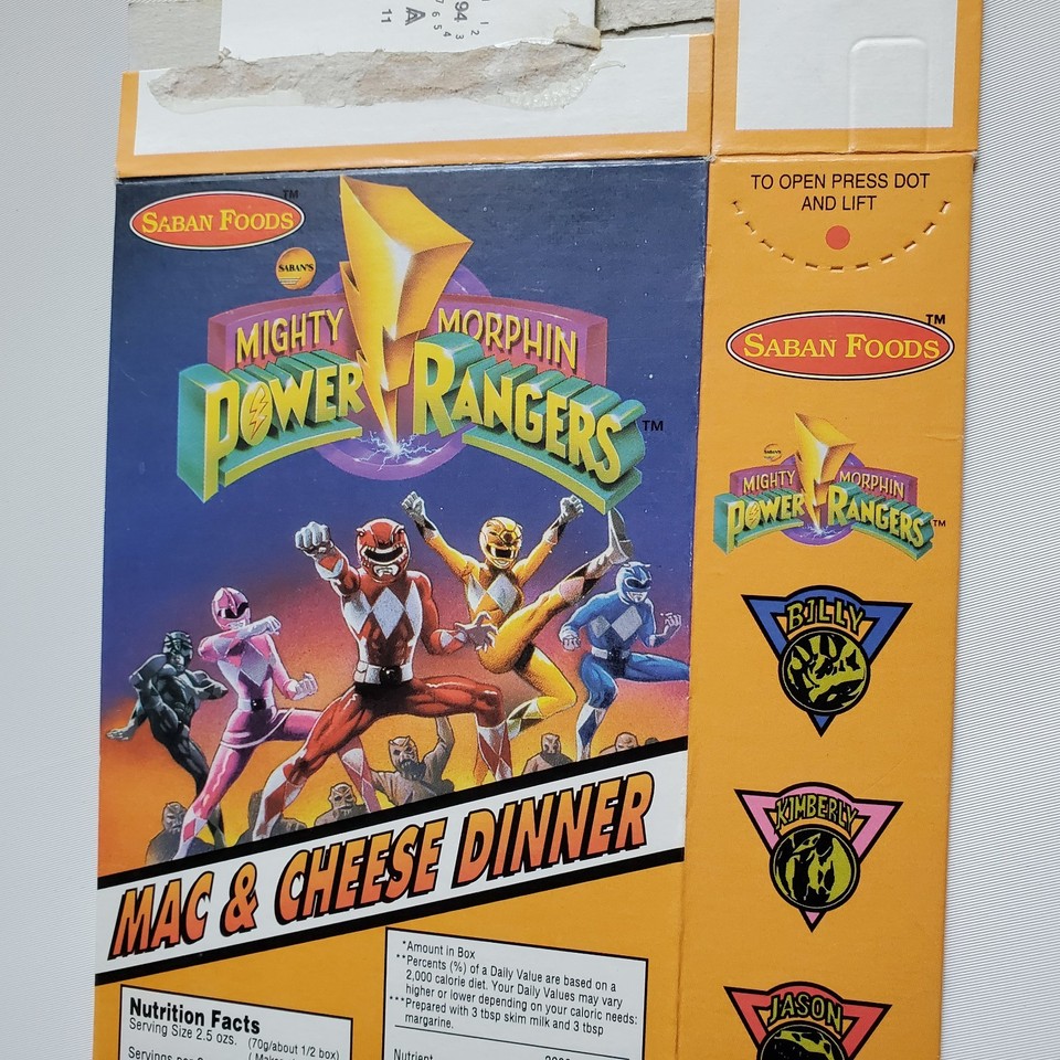 Vintage Mighty Morphin Power Rangers Dinner Mac & And Cheese Box 1994 ...