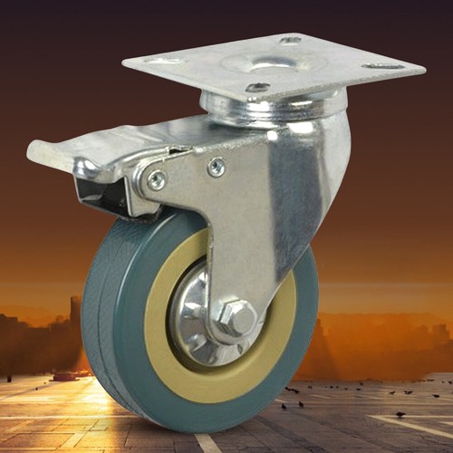 4 Pcs 75mm 3inch Top Plate Castors 360° Rotation Rubber Casters Set for ...