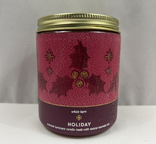 BBW Bath Body White Barn ‘Holiday’ Scented Single Wick Luminary 7oz ...