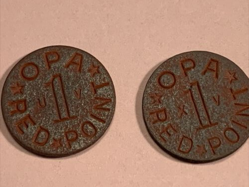1940's WW2 Ration Points. 7 Red & 1 Blue. @Rare@ Fun to collect. Great ...