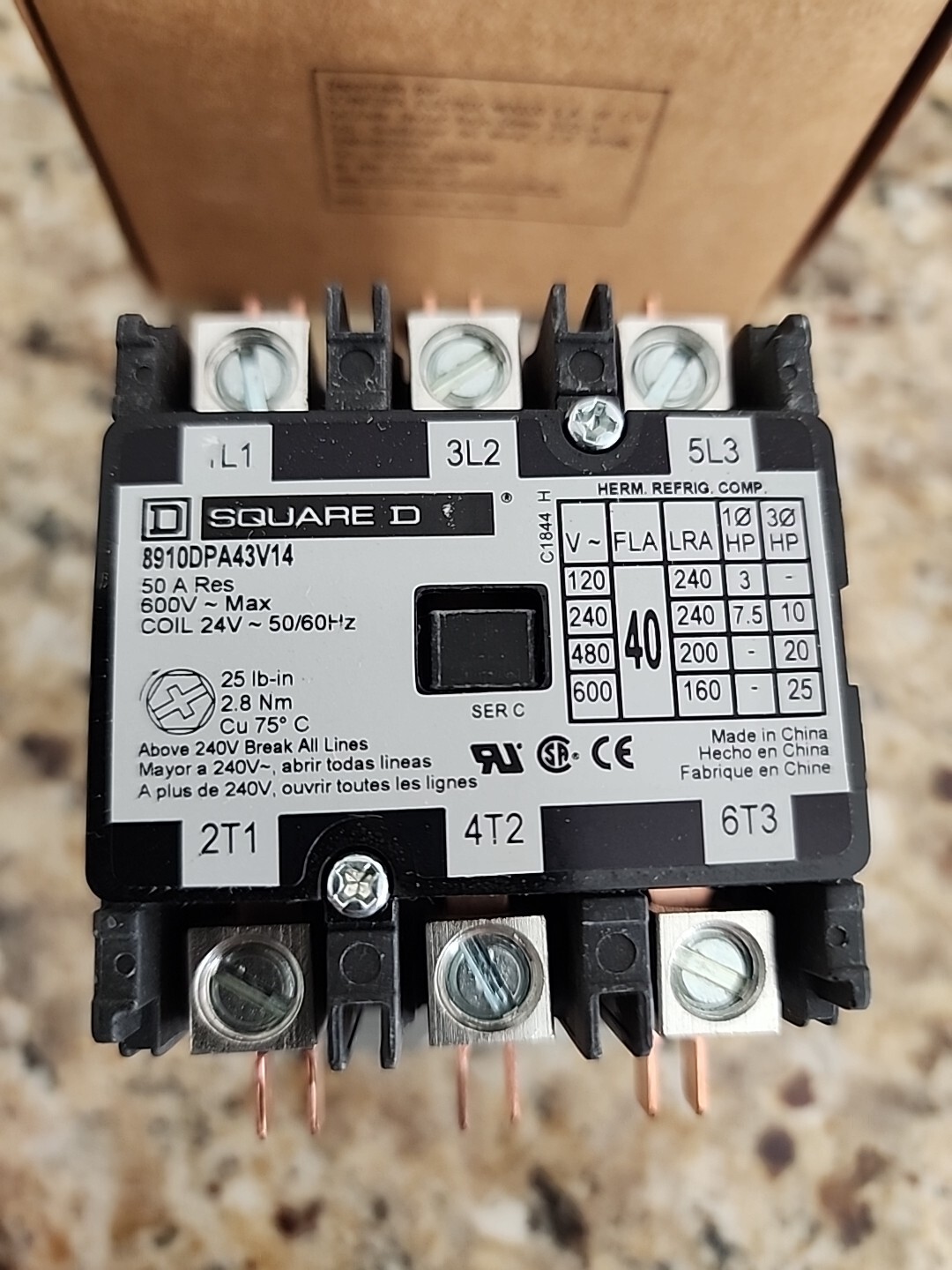 Square D 24V 25 HP Definite Purpose Contactor - 8910DPA43V14 for sale ...