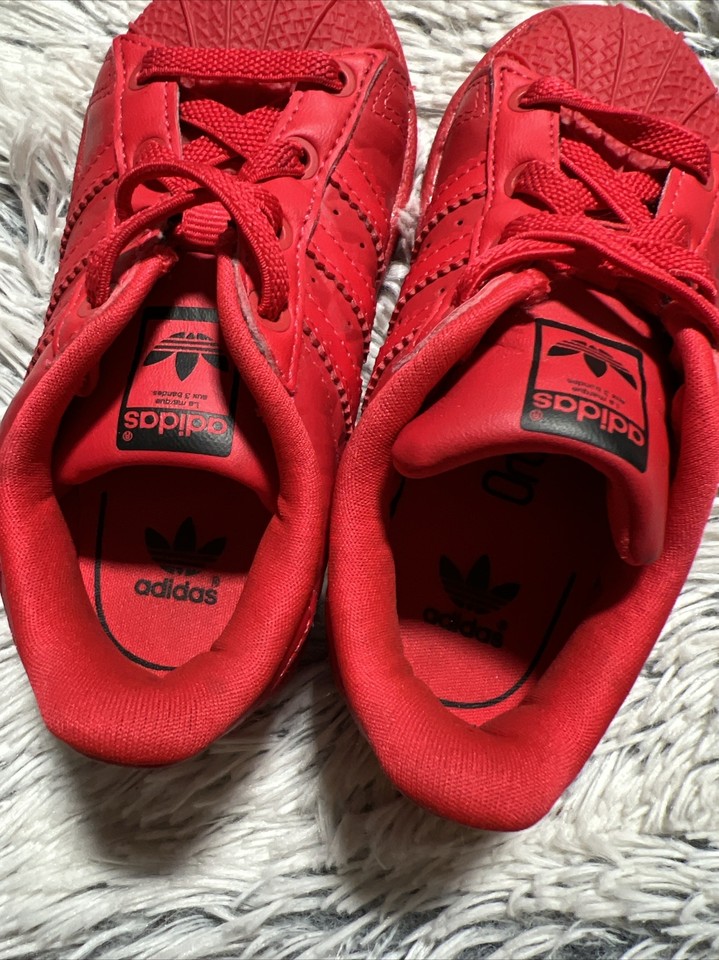Adidas Infant Superstar Triple Red Shoes Size 7K (PS) kids toddler | eBay