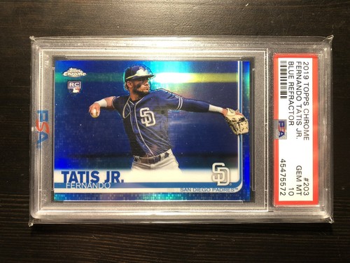 2019 Topps Chrome #203 Blue Refractor Fernando Tatis Jr. /150 PSA 10 RC ...