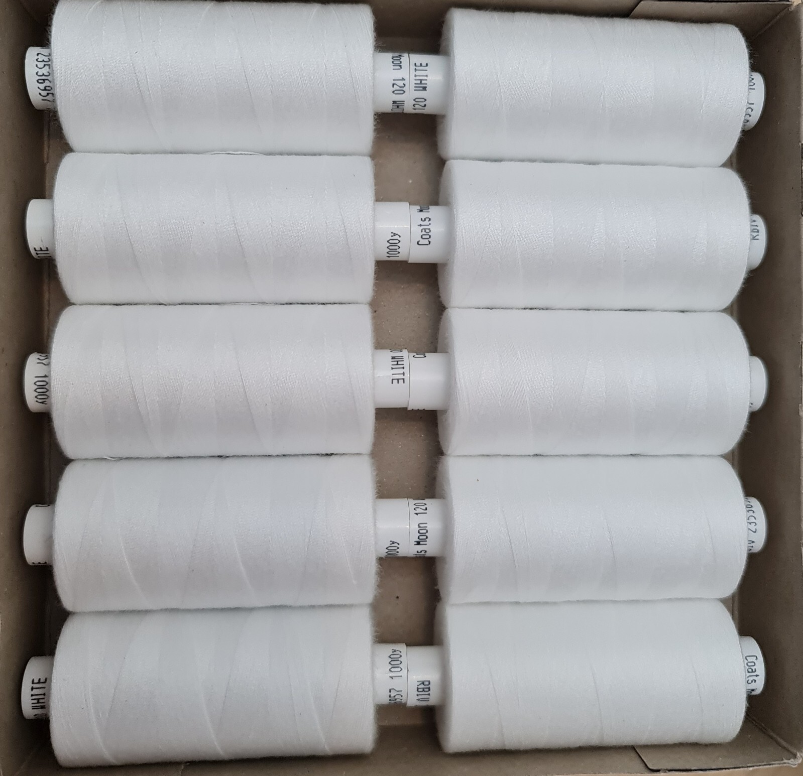 COATS MOON TKT-120 SPUN POLYESTER SEWING & OVERLOCKING THREAD 10 X1000Y ...