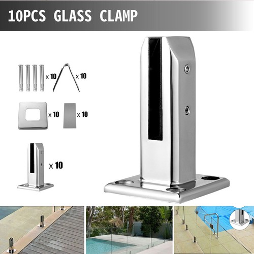 Glass Railing Clamp Spigots Post Balustrade Pool Fence Clip Floor Stair ...