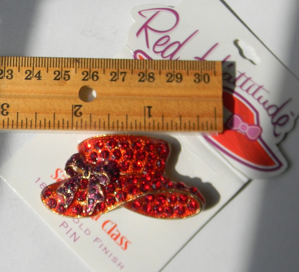 RED HATTITUDE ~ Pin ~ Red Enameled Hat & Rhinestones ~ 18kt Finish - 27 ...