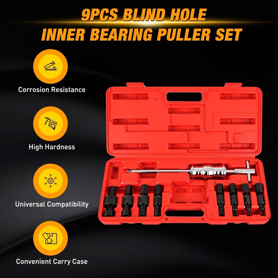 9x Blind Hole Inner Bearing Puller Set Remover Slide Hammer Internal ...