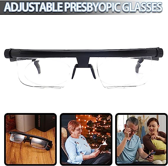 Dial Adjustable Glasses Variable Focus For Reading Distance Vision ...