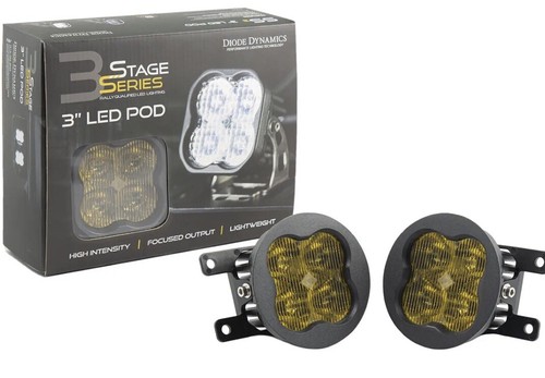 SS3 LED SAE/DOT Type A Fog Light Kit Pro Fog Optic Yellow Diode ...