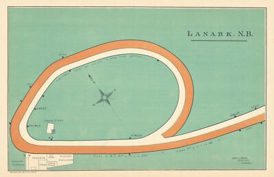 Lanark racecourse, Scotland. Closed 1977. BAYLES 1903 old antique map ...