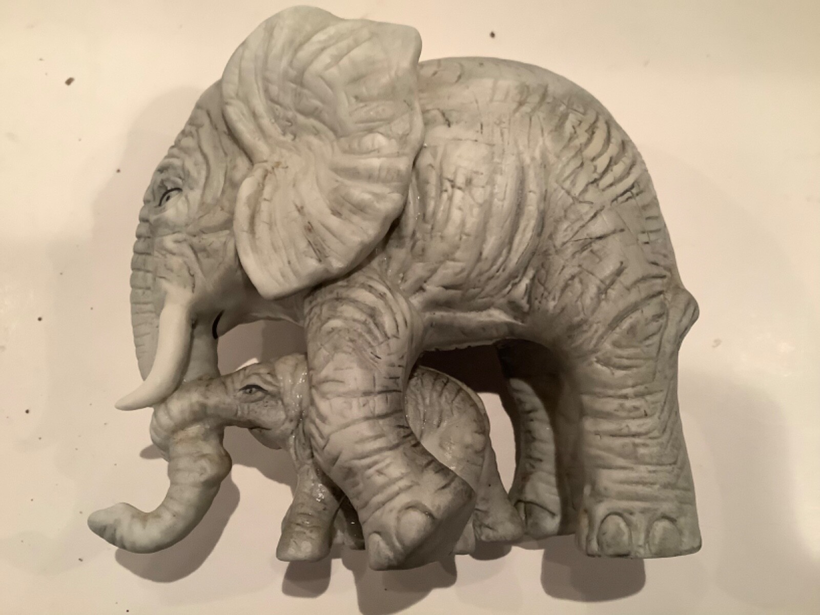 Vintage Aldon Grey Elephant With Baby trunk wrap Porcelain Figurine ...