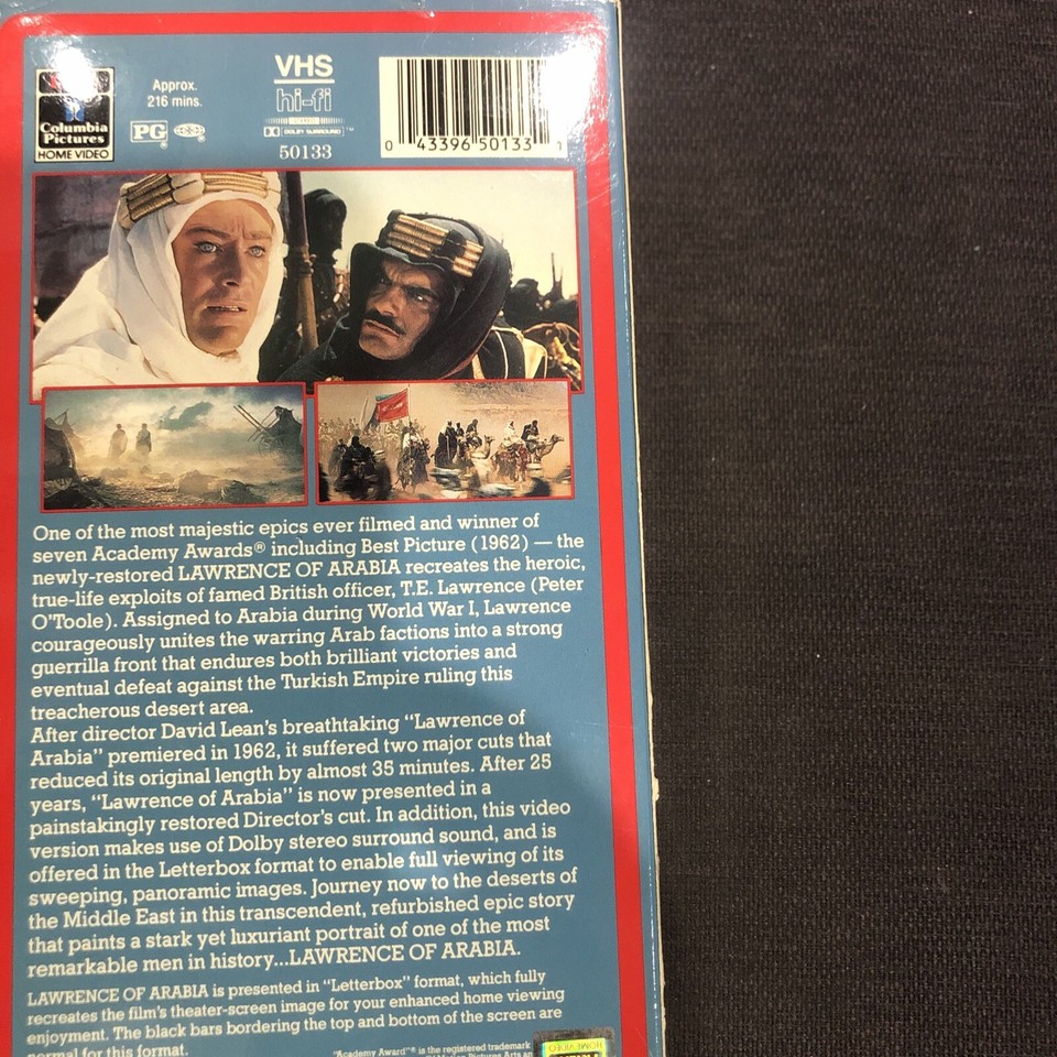 Lawrence of Arabia (VHS, 1992, Restored Version Letterboxed ...