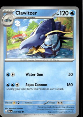 Pokemon Clawitzer 050/198 Scarlet Violet Base Non Holo Common 2 Card ...