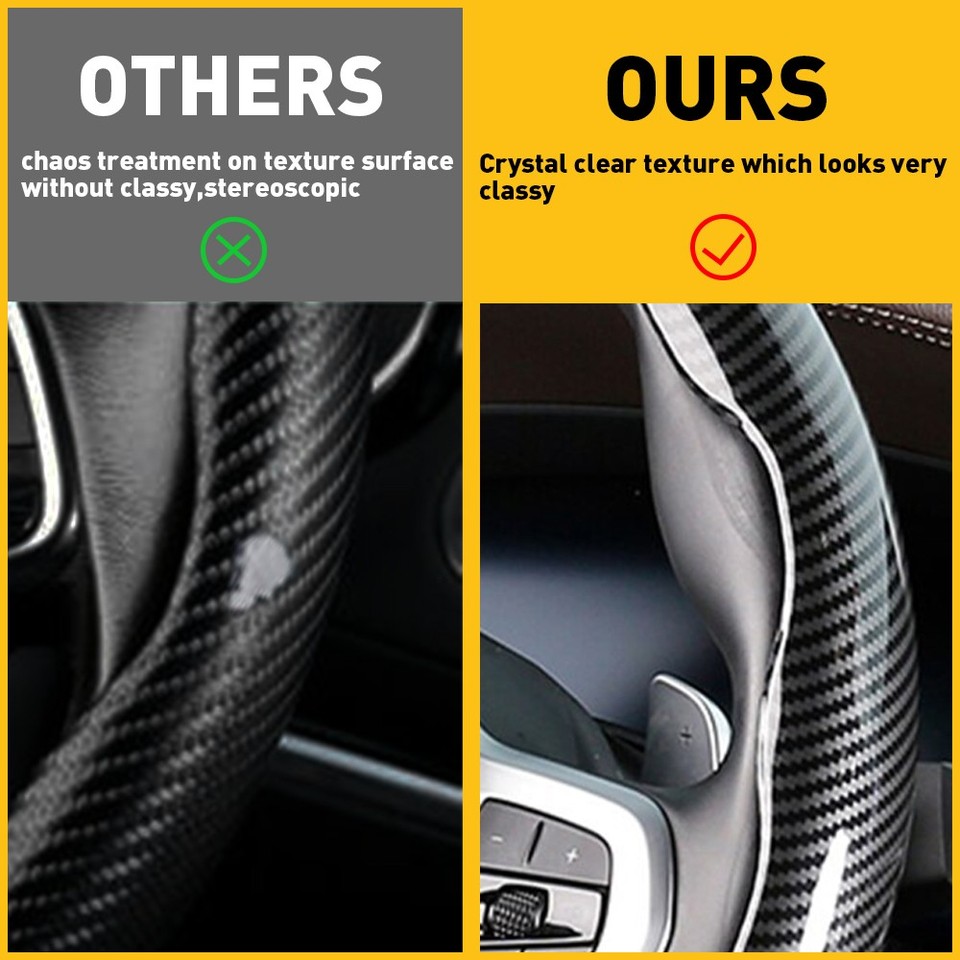 2PC NEW Universal For Carbon Fiber Car Wheel Steering Booster Cover ...