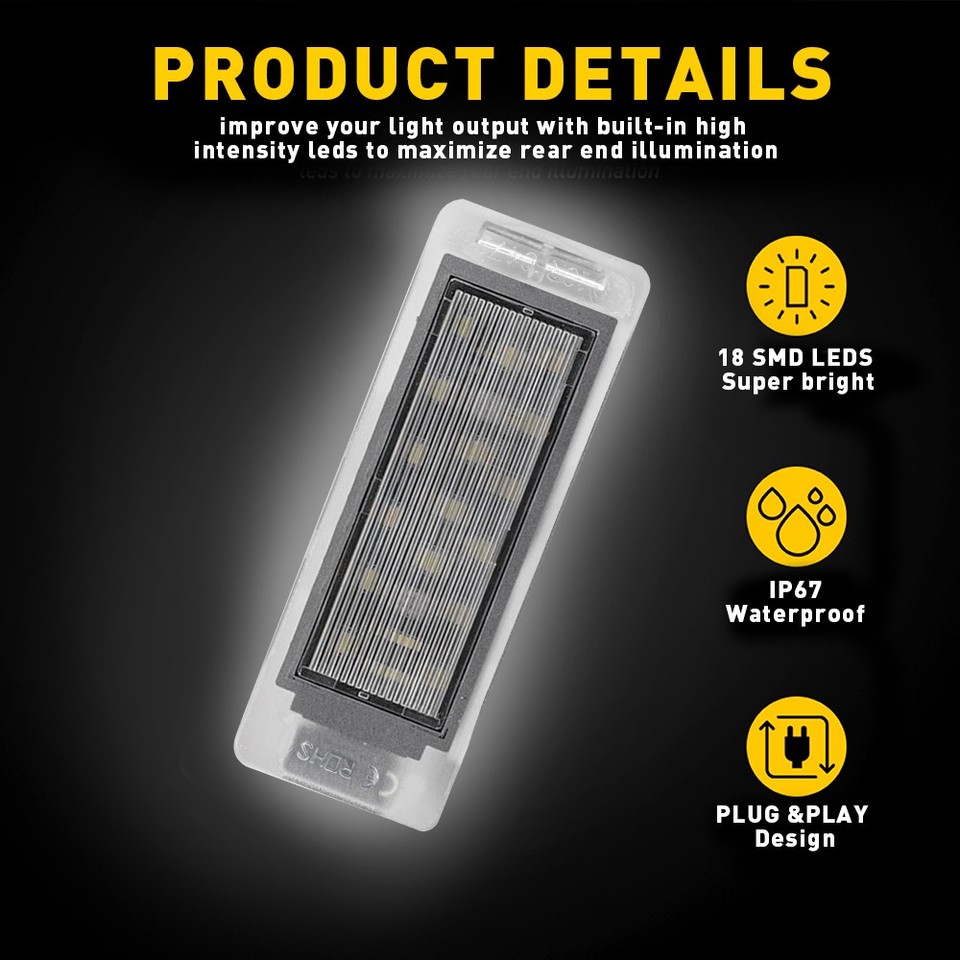 LED White License Plate Light Lamp For Chevy Corvette Cadillac Buick ...