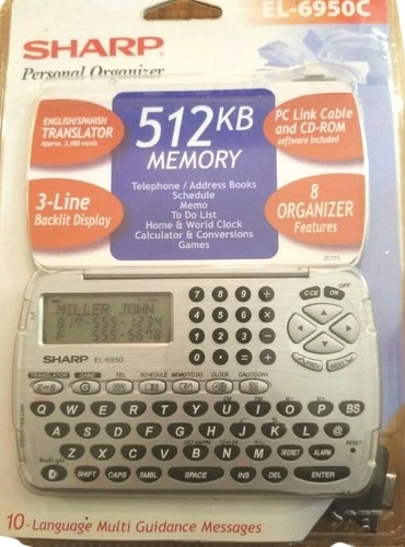 New Sharp Personal Organizer EL-6950C Spanish Translator Phone Address ...