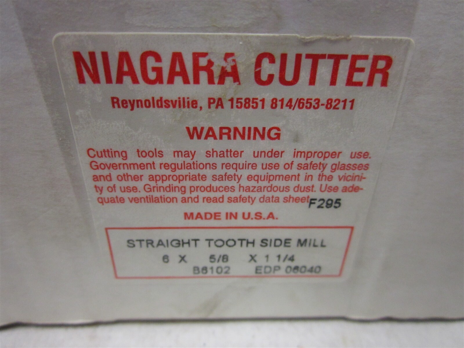 Niagara Cutter 06040 6" x 5/8" x 1-1/4" OAL Side Straight Teeth Milling ...