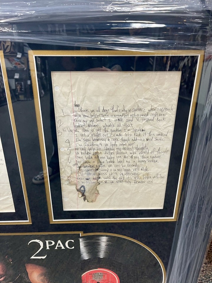 TUPAC SHAKUR HANDWRITTEN LYRICS “HEAVEN AINT HARD 2 FIND” ALL EYEZ ON ...