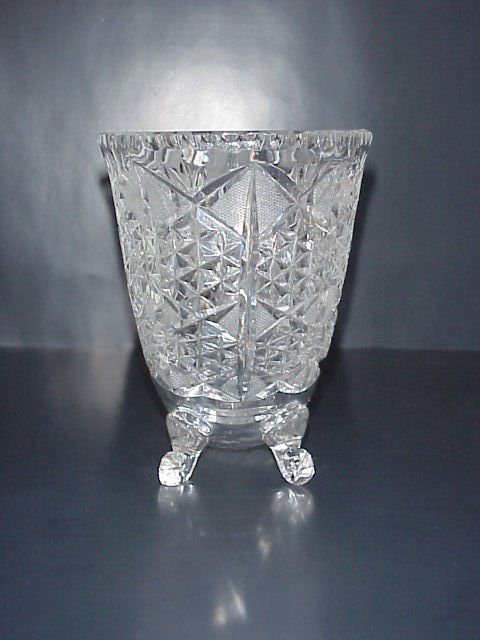 Cut Glass Crystal Cornucopia Vase Horn of Plenty 12 Point Stars | eBay