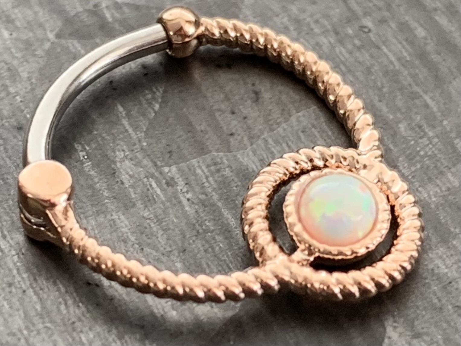 1pc Roped Circle Design Septum Clicker Opal Gem 16g Nose Ring Pierced ...