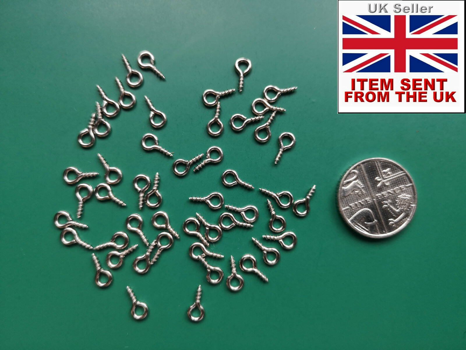 Small Tiny Mini Eye Pins Eyepins Eyelets Screw 8mm Silver DIY Craft UK ...