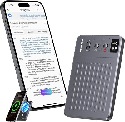 Chime Note ChatGPT Empowered AI Voice Recorder, APP and WEB Sync, 64GB ...