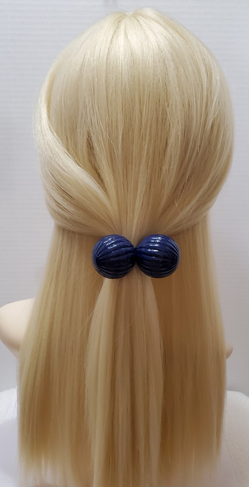 2 pcs blue ELASTIC PONYTAIL HOLDER JUMBO BEAD GIRL HAIR SCRUNCHIE ...