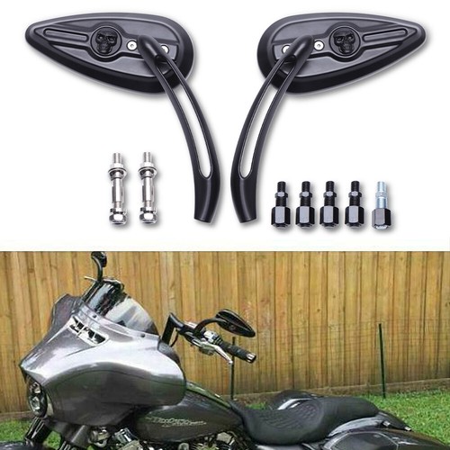 Black Motorcycle Skull Mirrors For Harley Davidson Street Glide Road ...
