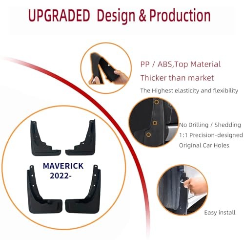 4 Pack Truck Mud Flaps Suitable for Ford Maverick 2022–25 Front & Rear ...