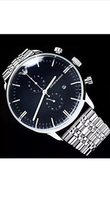 NEW AUTHENTIC EMPORIO ARMANI SILVER NAVY BLUE CHRONOGRAPH AR1648 MEN'S ...