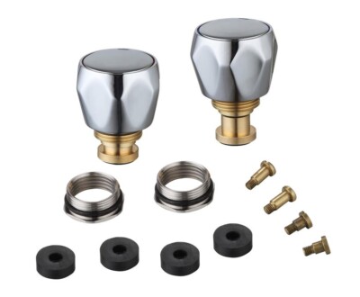 REPLACEMENT HOT & COLD TAP' TOP HEAD COVERS METAL CHROME PLATED SOLID 1 ...
