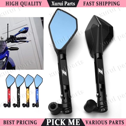 For Kawasaki Z Z1000 Z900 CNC Handlebar Rear View Mirrors Blue Anti ...